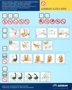 Safety Card: AIRBUS A321-200 (Aegean Airlines, GreeceCol:AEE-GR-0009