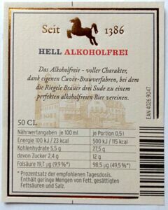 Drink Label: Riegele Hell Alkoholfrei (Brauhaus Riegele, Germany ...