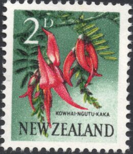 Stamp: Kowhai-ngutu-kaka (Clianthus puniceus) (New Zealand(Pictorial ...