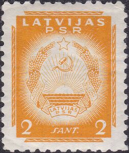 Postzegel: Coat of Arms of Latvian SSR (Letland(Definitive Issue ...