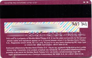 Bank Card: Nordea (Nordea Bank Polska S.A., PolandCol:PL-MC-0525