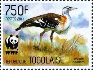 Stamp: Denham's Bustard Neotis denhami (Togo(WWF - Denham's Bustard ...