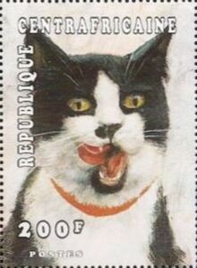 Stamp: US Pres. Bill Clinton and His Cat, “Socks” (Central African ...