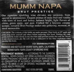 Drink Label: Mumm Brut Prestige (Mumm Napa Winery, United States of ...