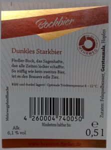 饮料标签: Fiedler Bockbier (Privatbrauerei Fiedler, 德国Col:DE-BEER-004194 🏷️