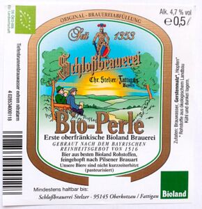 Drink Label: Bio-Perle (Schlossbrauerei Stelzer, Fattigau, Germany ...