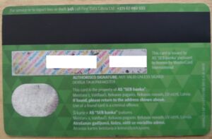 Bank Card: MasterCard Debit SEB (Seb Banka, LatviaCol:LV-MC-0067