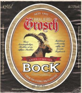 Drink Label: Grosch Bock (Brauerei Grosch, Germany, Federal RepublicCol:DE-BEER-004242