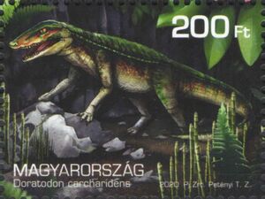 Stamp: Doratodon carcharidens (Hungary(Bakony Dinosaurs) Mi:HU 6115A,Sn ...