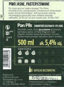 Drink Label: Pan Pils (Kultowy Browar Staropolski Sp. z o.o., PolandCol ...
