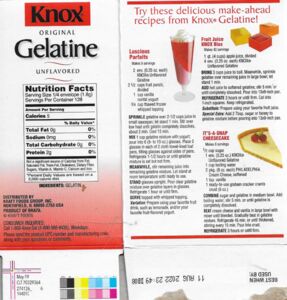 Food Label: Knox Gelatine (Kraft Foods Group, Inc., United States of ...