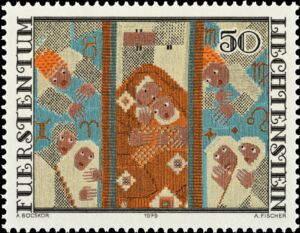 Stamp: Tapestry by Ferdinand Nigg (1865 - 1949) (Liechtenstein ...