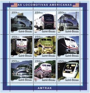 Stamp: American Diesel Locomotives (Guinea-Bissau) (American Locomotivs ...