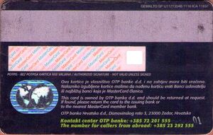 Bankovna kartica-kreditna kartica: OTP-Mastercard (OTP banka, Hrvatska ...