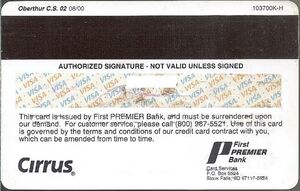 Bank Card: First Premier Bank (First Premier Bank, United States of ...