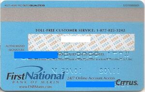 Bank Card: Fist National Bank (First National Bank, United States of ...