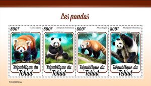 Stamp: Pandas (Chad(Pandas (2020)) Mi:TD 3528-3531KB,Yt:TD 2328-2331