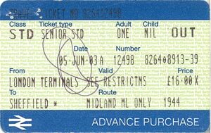 Transport Ticket: Senior Single Ticket (British Rail, United Kingdom of ...