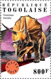 Stamp: Triceratops horridus (Togo(Dinosaurs (2018:2)) Mi:TG 9038,Yt:TG 6362