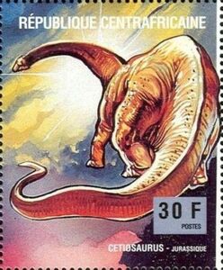 Stamp: Cetiosaurus. (Central African Republic(Dinosaurs - 1993) Mi:CF ...