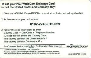 Telefoonkaart: AAFES - Task Force Hawk (MCI (MCI), Verenigde Staten van ...