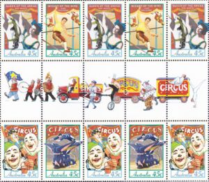 Stamp: Circuses in Australia (Australia(150th Anniversary of the Circus ...