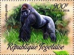 Stamp: Gorilla gorilla (Togo(Monkeys (2016)) Mi:TG 7472