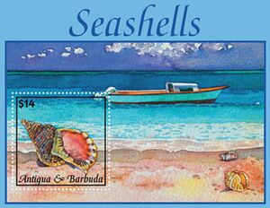 Stamp: Seashells (Antigua and Barbuda(Seashells (2020)) Mi:AG BL808,Sn ...