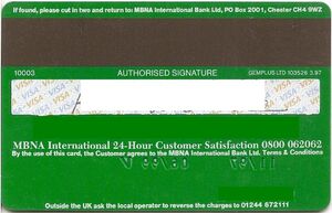 Bank Card: MBNA International (MBNA International, United Kingdom of ...