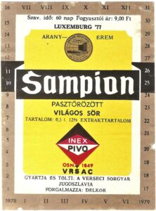 Etiqueta de bebida: Sampion (Pivara Vršac, Serbia(Made in Yugoslavia ...