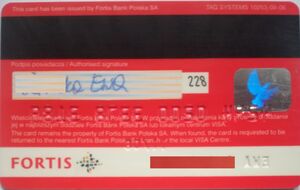 Bank Card: Fortis (Fortis Bank, PolandCol:PL-VI-0548
