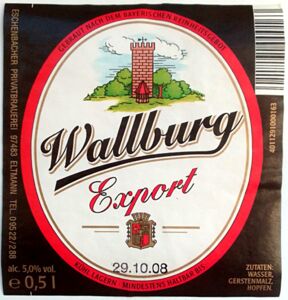Drink Label: Wallburg Export (Eschenbacher Wagnerbräu, Germany, Federal ...