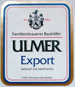 Drink Label: Ulmer Export (Familienbrauerei Bauhöfer, Germany, Federal ...