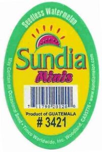 Pegatina de Fruta: Sundia Minis Seedless Watermelon Product of ...