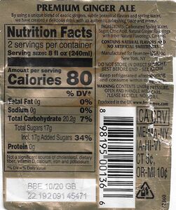 Drink Label: Fever-Tree Ginger Ale (Fevertree USA Inc., United States ...