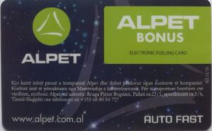 Functional Card: Alpet (Filling Stations, Albania(Alpet) Col:AL-ALP-001