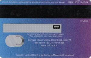 Bank Card: UniCreditCard - Click (UniCredit Banca, ItalyCol:IT-MC-0079