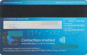 Bank Card: Barclays Visa Debit (Barclays Bank, United Kingdom of Great ...