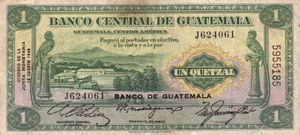 Banknote: 1 Quetzal (Guatemala(1946-1948 Provisional Issue) Wor:P-20