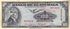 Billete de Banco: 100 Quetzales (Guatemala(1948-1955 "Printer ABNC ...