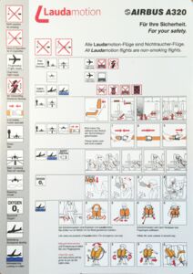 Safety Card: Airbus A320 (Laudamotion, AustriaCol:LDM-AT-0001