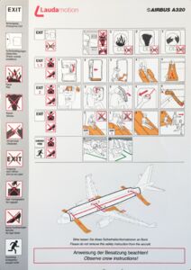 Safety Card: Airbus A320 (Laudamotion, AustriaCol:LDM-AT-0001