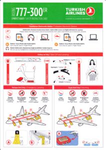 Safety Card: B777-300er (Turkish Airlines, Türkiye (Turkey)Col:THY-TR-0195