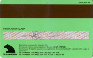 Tarjeta de Banco: CAJA de MADRID (Caja de Madrid, EspañaCol:ES-VE-0437