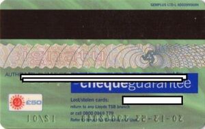 Bank Card: Cheque Guarantee (Lloyds TSB, United Kingdom of Great ...