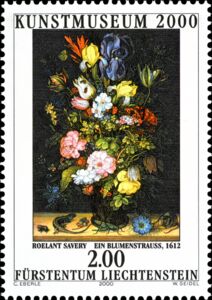 Марка: A Bouquet of Flowers, by Roelant Savary (Лихтенштейн(Art museum ...