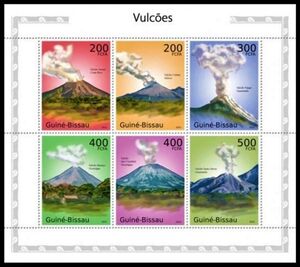 Stamp: Volcanoes (Guinea-Bissau(Volcanoes (2010)) Mi:GW 4961-4966KB