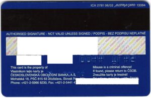 Bank Card: ČSOB (ČSOB, SlovakiaCol:SK-MC-0038