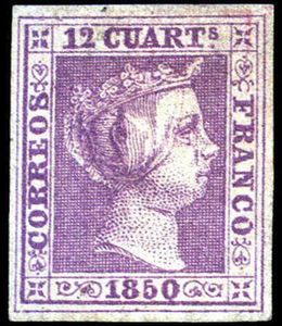 Stamp: Queen Isabel II (Spain(Queen Isabel II) Mi:ES 2,Sn:ES 2,Yt:ES 2 ...