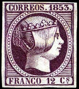 Stamp: Queen Isabel II (Spain(Queen Isabel II) Mi:ES 18,Sn:ES 20,Yt:ES ...